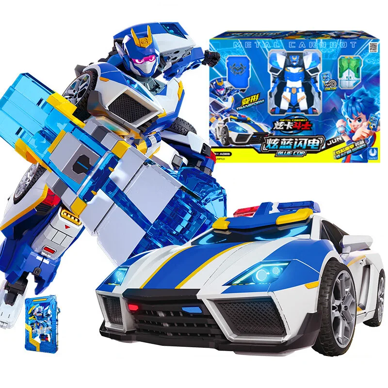 New-Metal-Cardbot-Transforming-Robot-to-Car-Action-Figures-BLUE-COP ...