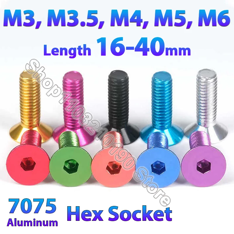 1Pc Colourful Aluminum Allen Screw M3 M3.5 M4 M5 M6 Flat Hexagon Hex ...