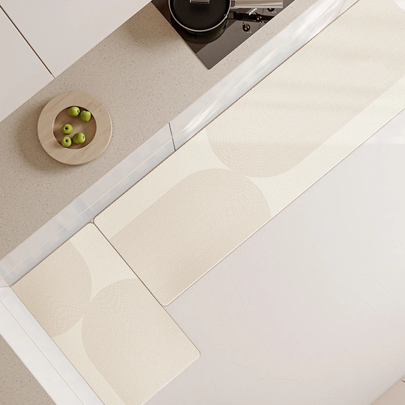 Minimalismo-creme-cor-PVC-couro-tapete-de-cozinha-imperme-vel-prova-de ...