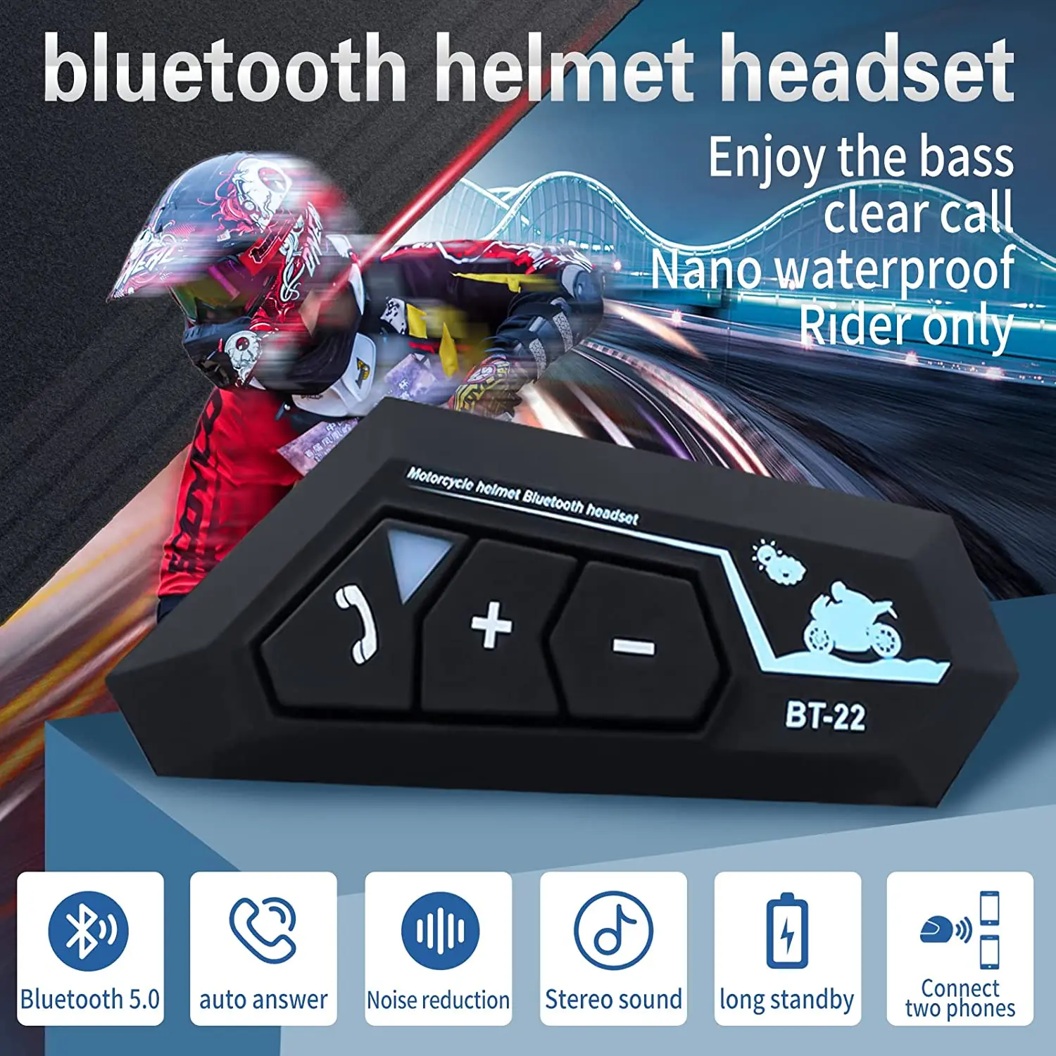 NYF-BT12C-BT22-Bluetooth-Motorcycle-Helmet-Headset-Headphone-Wireless-Motor-Bike-Handsfree ...