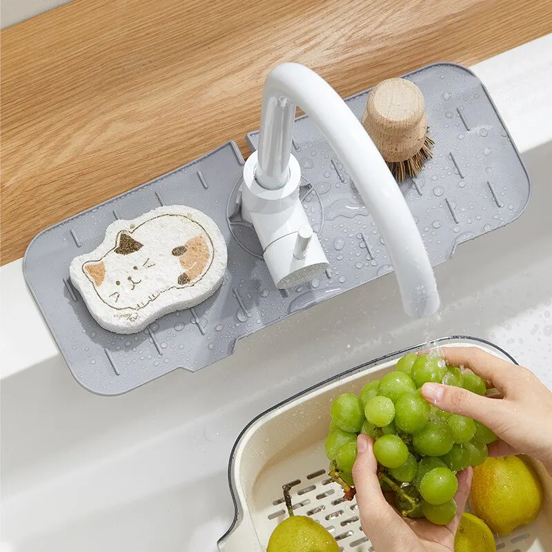 Faucet-Mat-Kitchen-Sink-Silicone-Splash-Pad-Drainage-Waterstop-Bathroom ...