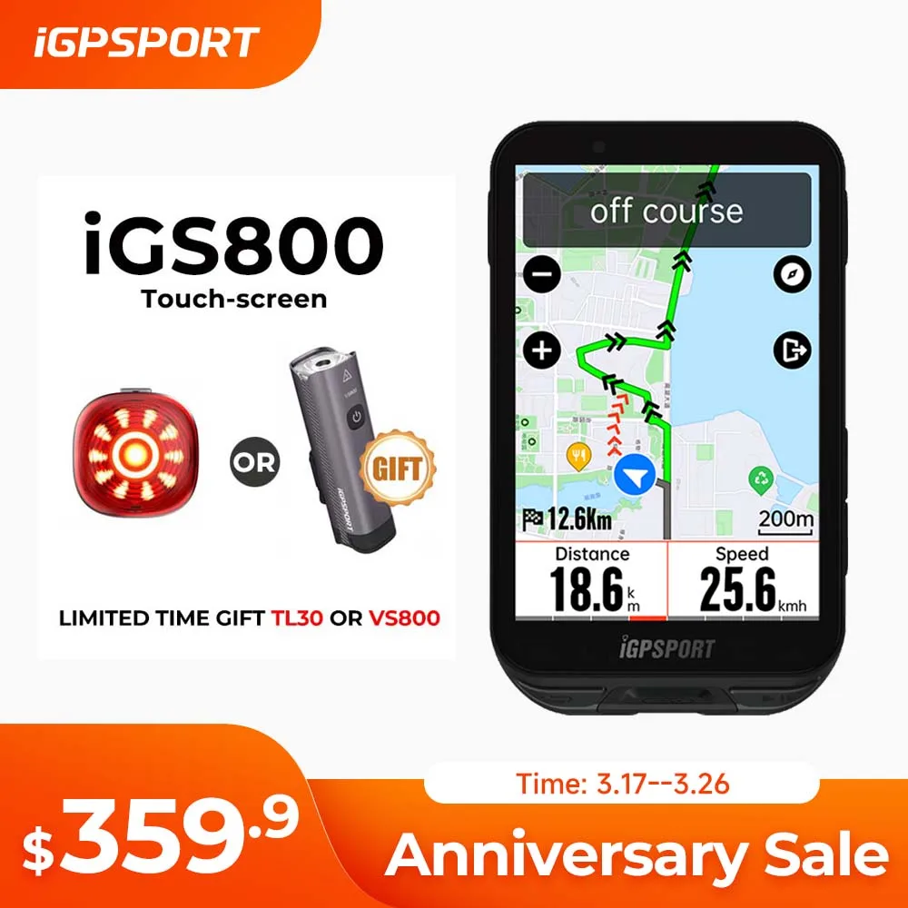 iGPSPORT iGS800 Touchscreen GPS Bike Computer – Pro Cycling Navigator with 50-Hour Battery