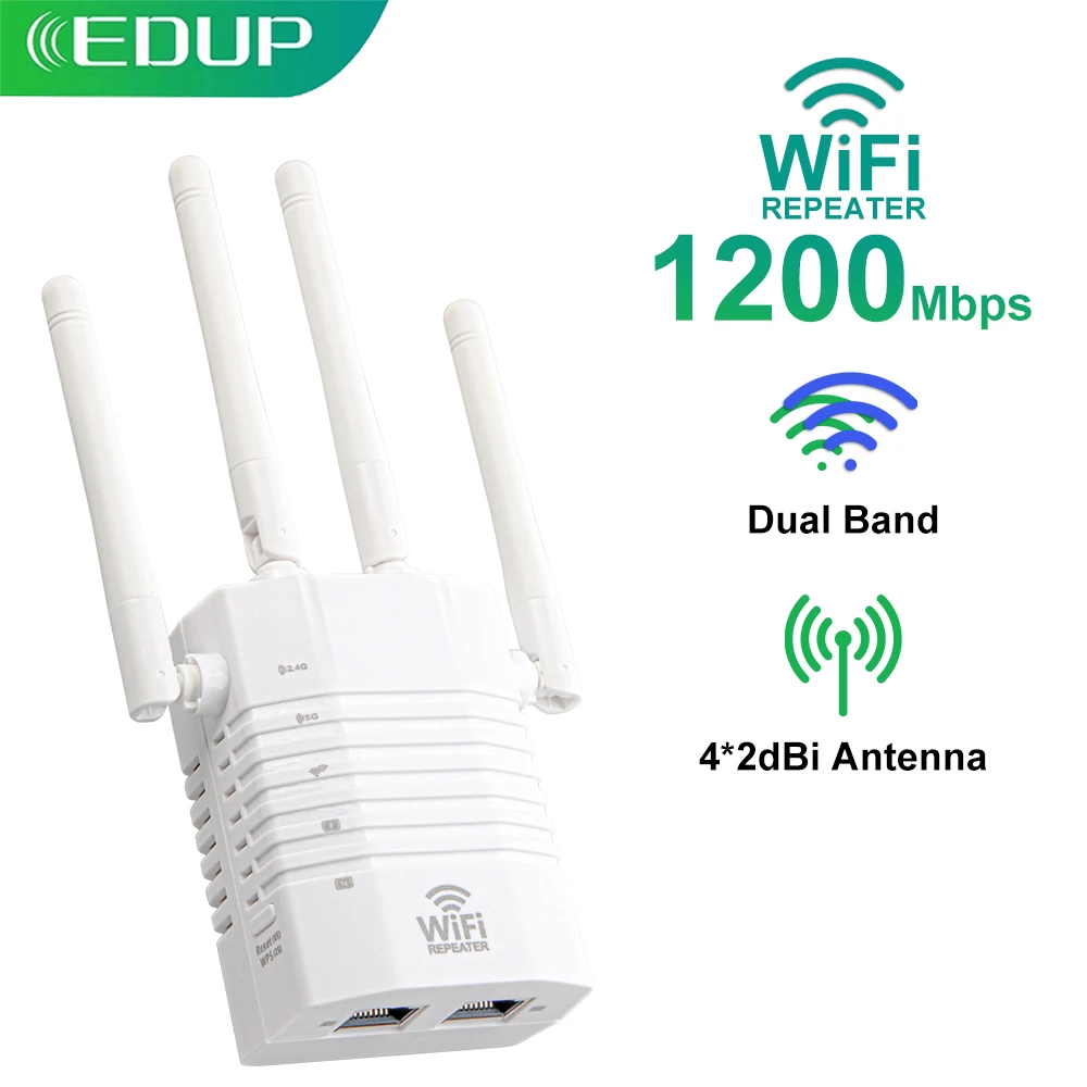 EDUP WiFi Repeater 1200Mbps WiFi Signal Extender 2.4G&5GHz Wireless AP ...
