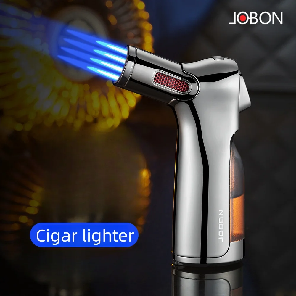 JOBON Portable Cigar Lighter 360° Use Four Strong Blue Flame 1300°C ...