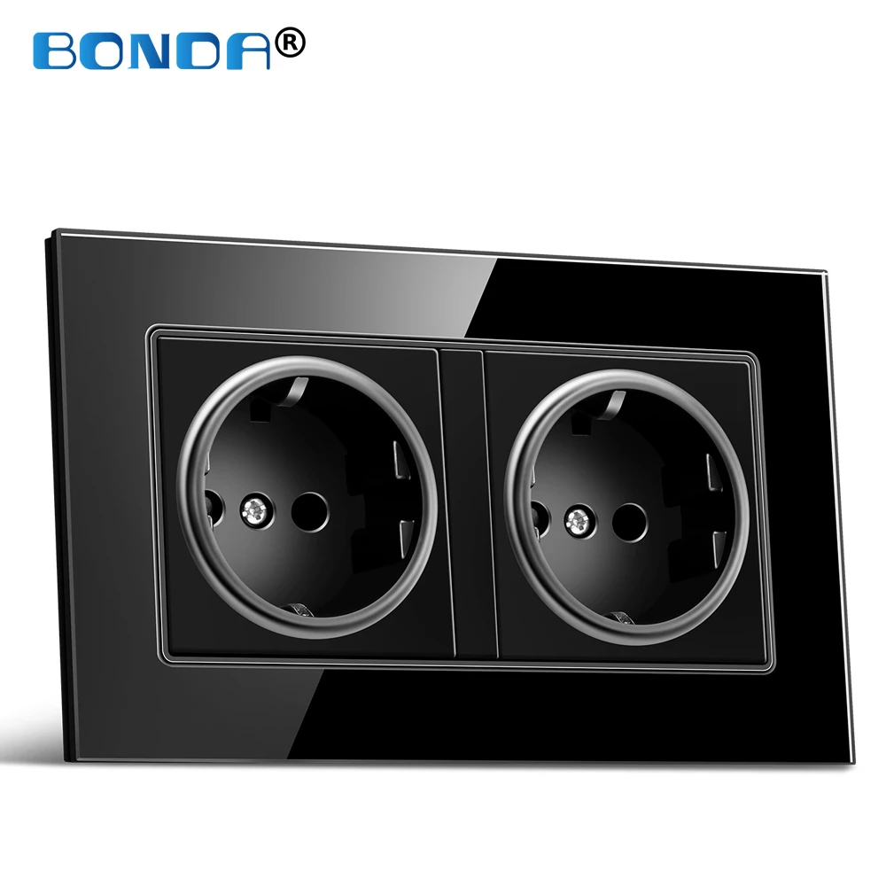 Bonda Eu Standard Wall Power Socket 3colors Crystal Glass Panel Socket ...