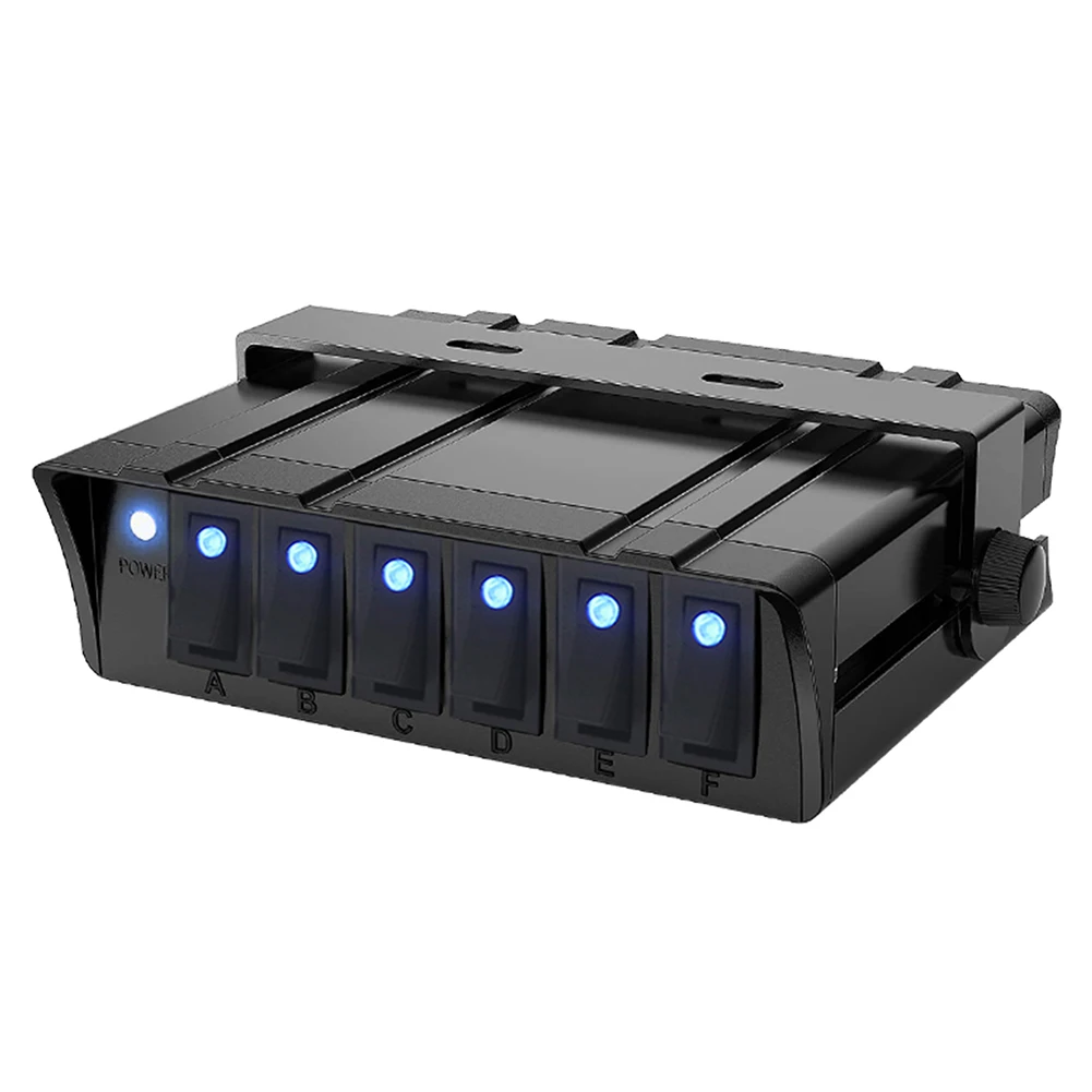 6-Gang-Marine-Boat-Rocker-Switch-Box-With-LED-Backlit-Light-SPST-On-Off ...