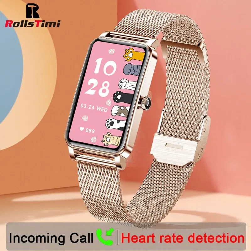 Gold-Luxury-Smart-Watch-Women-Bluetooth-Call-Heart-Rate-Sleep-Health ...