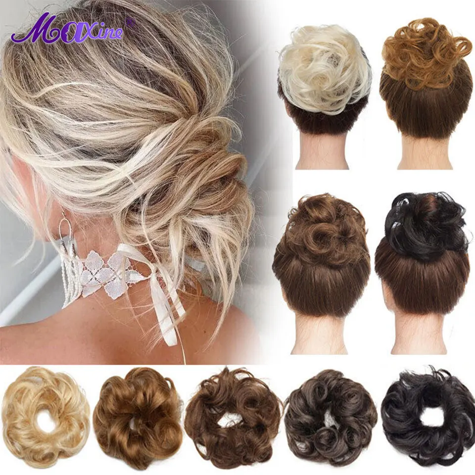 Messy-Bun-Human-Hair-Piece-Scrunchie-Updo-Cover-Curly-Real-Remy-Hair ...