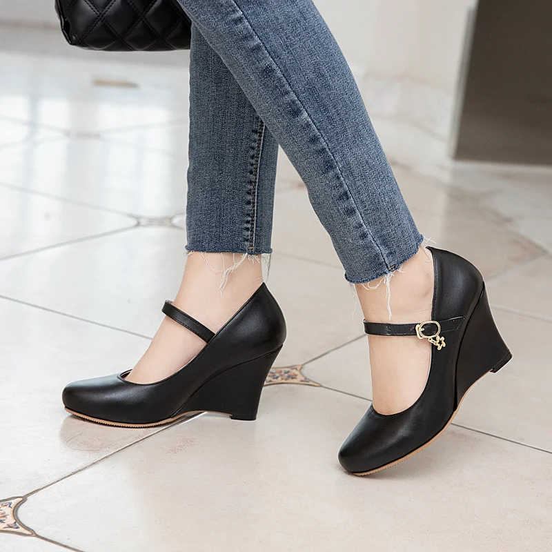 Large Size Classic Wedges Heels Pumps Shoes Female Spring Casual Ankle ...