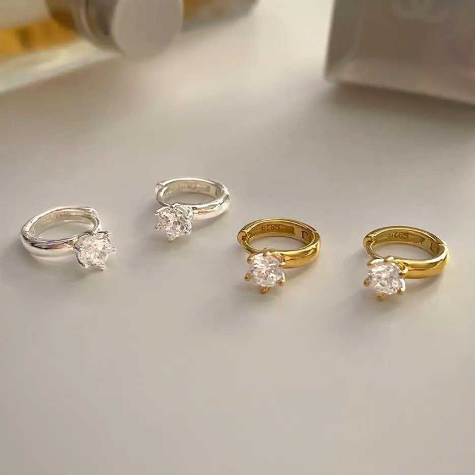 SHANICE S925 스털링 실버 INS 미니멀리즘 스위트 CZ 지르콘 후프 귀걸이, 여성용 작은 귀 버클 쥬얼리 선물| | - AliExpress