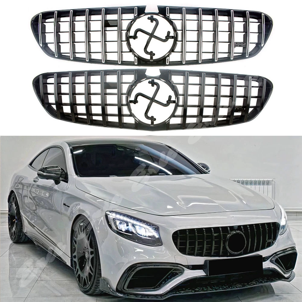 Front Racing Bumper Grilles Upper Facelift Grill For Mercedes-benz W217 ...