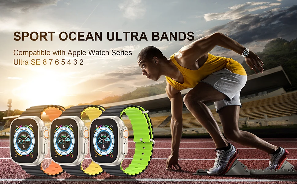 Timezone Ocean Bands pour Apple Watch,Bracelet en silicone souple pour ...