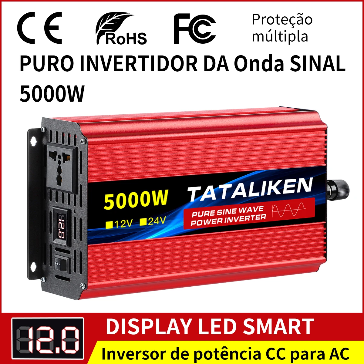 Inversor De Onda Senoidal Pura 12v A 220v 1600w 2500w 3500w 4500w Dc Ao Conversor De Tensão Ca ...