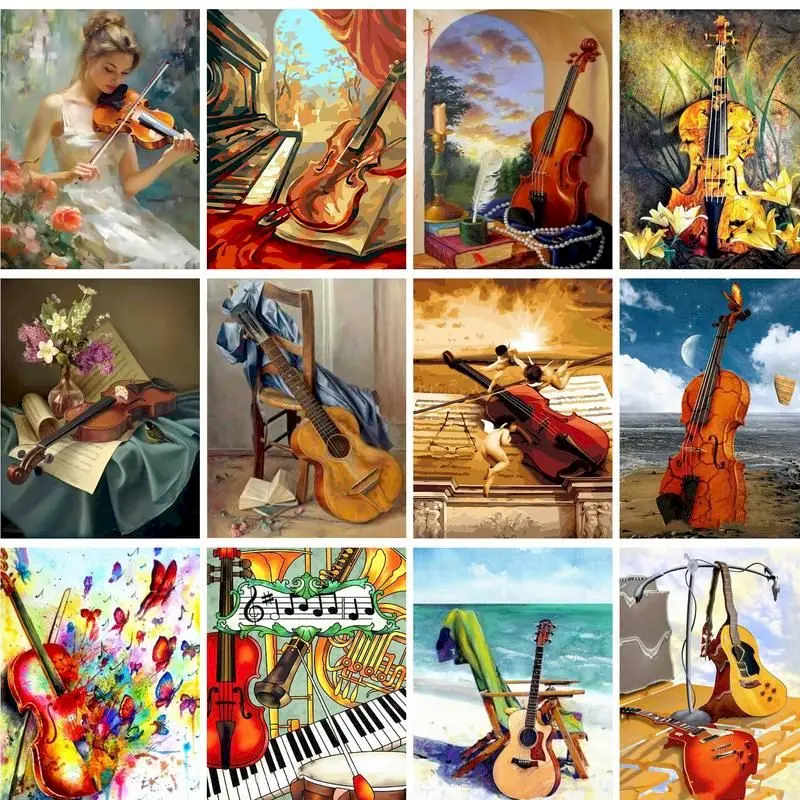 PhotoCustom Modern Painting By Numbers Violin For Handiwork Diy Gift ...