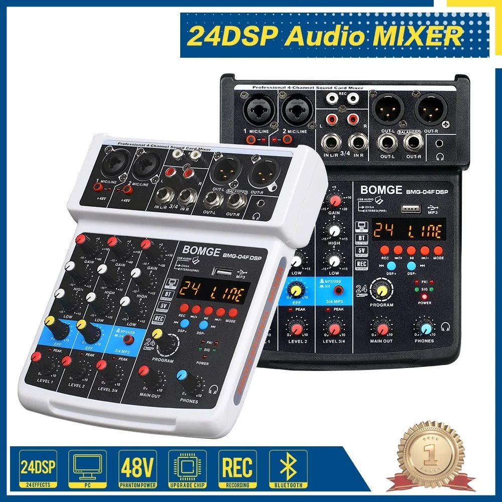 USB-Sound-Card-Interface-Console-Mixer-de-udio-4-Canais-24-DSP ...