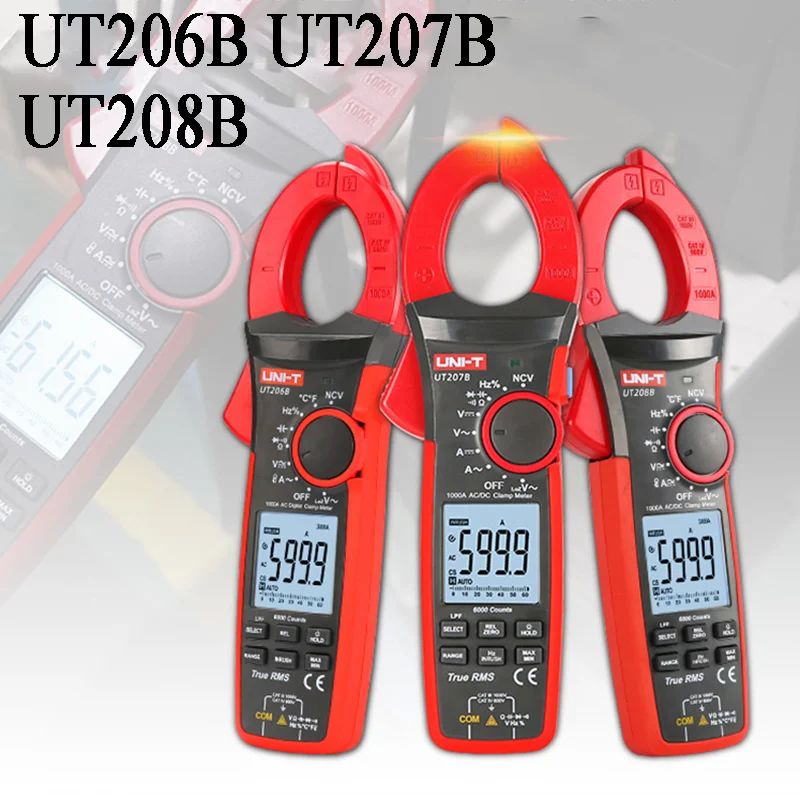 UNI-T-True-RMS-Digital-Clamp-Meter-UT206B-UT207B-UT208B-AC-DC-Corrente ...