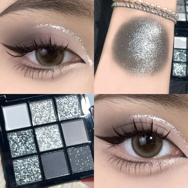 Black And Silver Glitter Eye Makeup