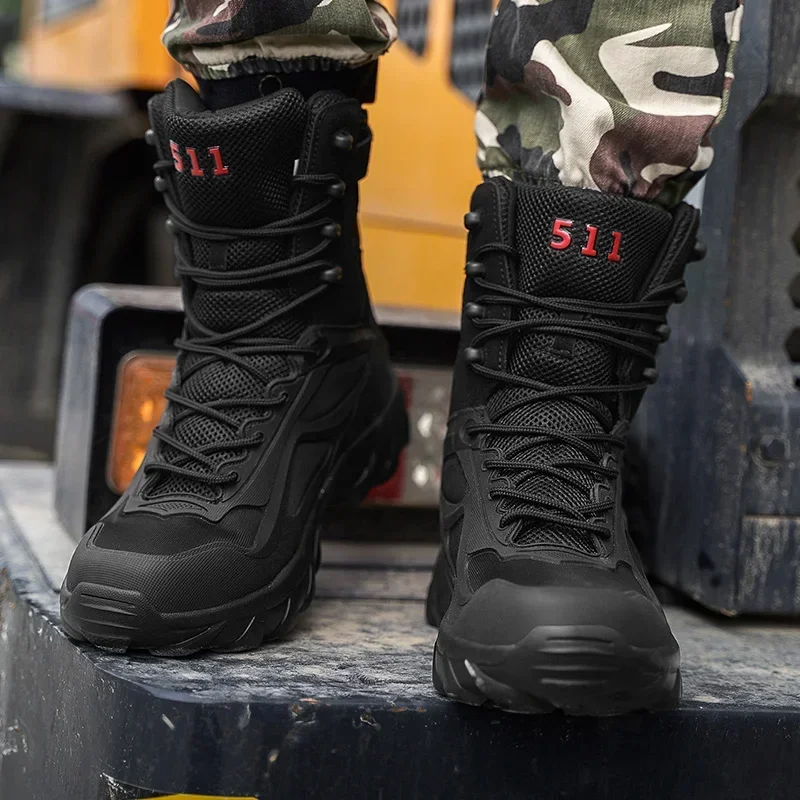 Botas táticas militares para homens, Sapatos do exército com zíper ...