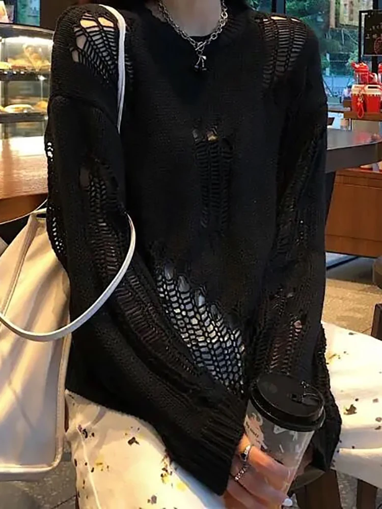 Gothic-Punk-Sweaters-Women-Streetwear-Harajuku-Hole-Sweaters-Hollow-Out ...