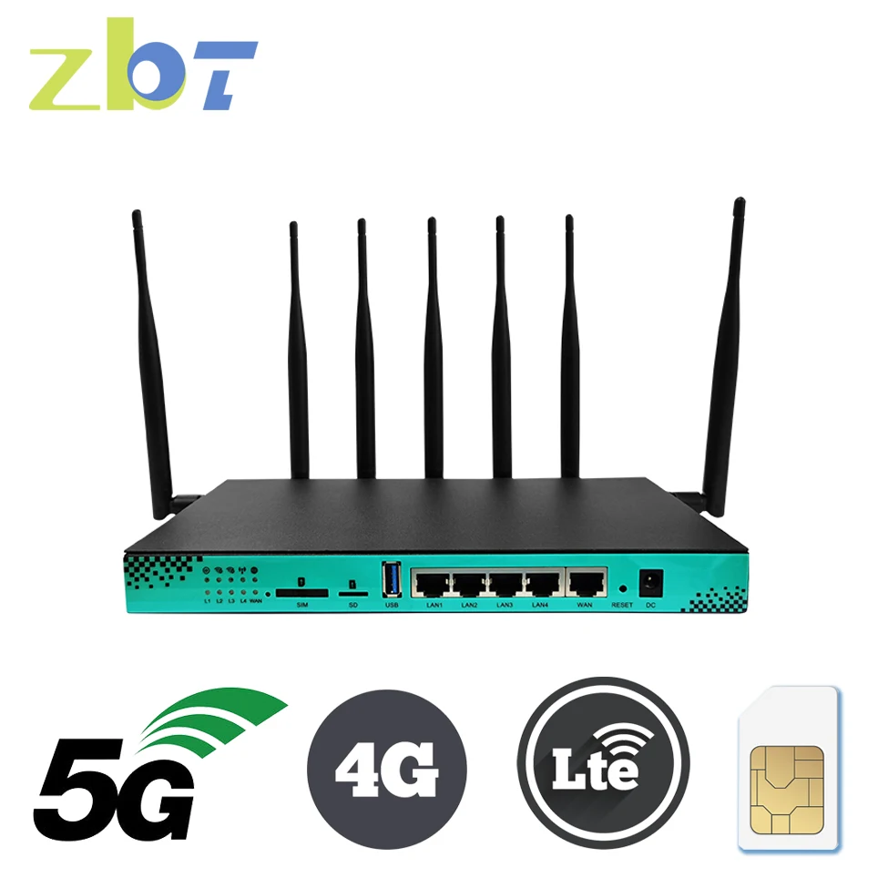 Zbt 4g 5g Router Sim Card 1200mbps Dual Bands 2.4g 5.8g Wifi 4 Lan Cat6 256mb 16mb Flash Openwrt ...
