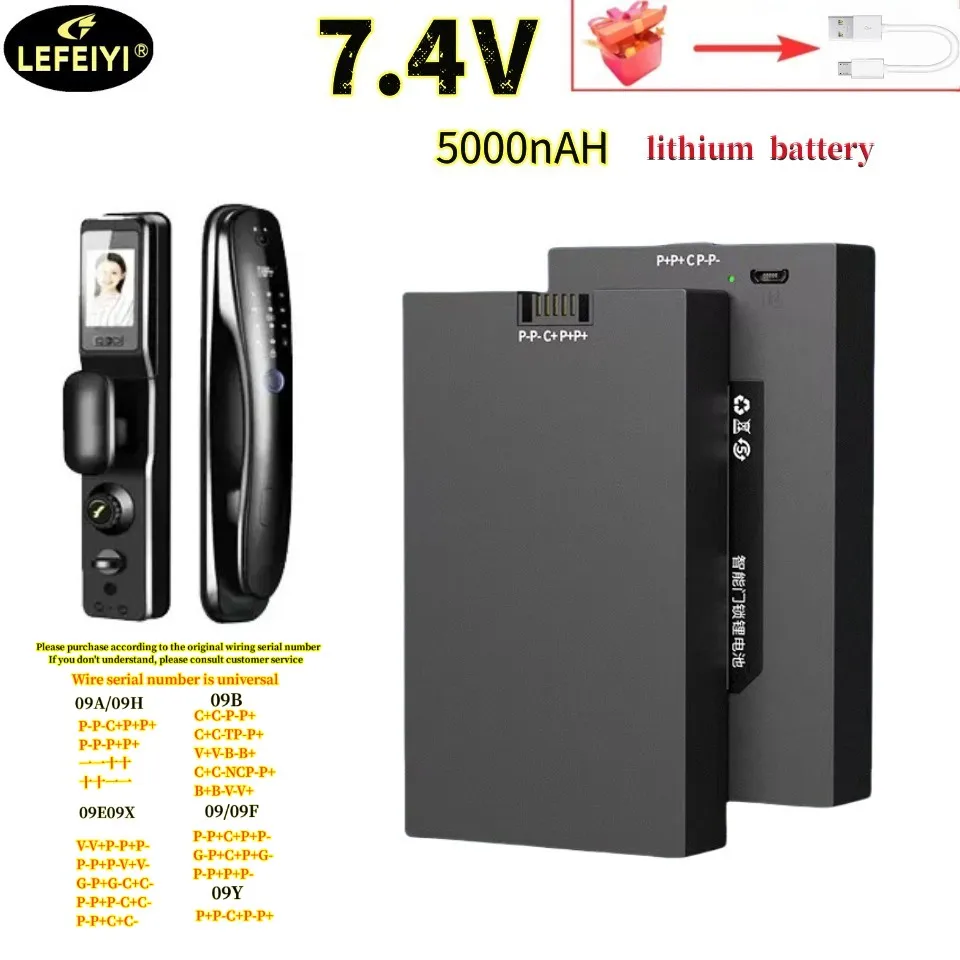 7-4V-5000mAh-smart-door-lock-lithium-battery-suitable-for-Xiaomi-Bosch ...