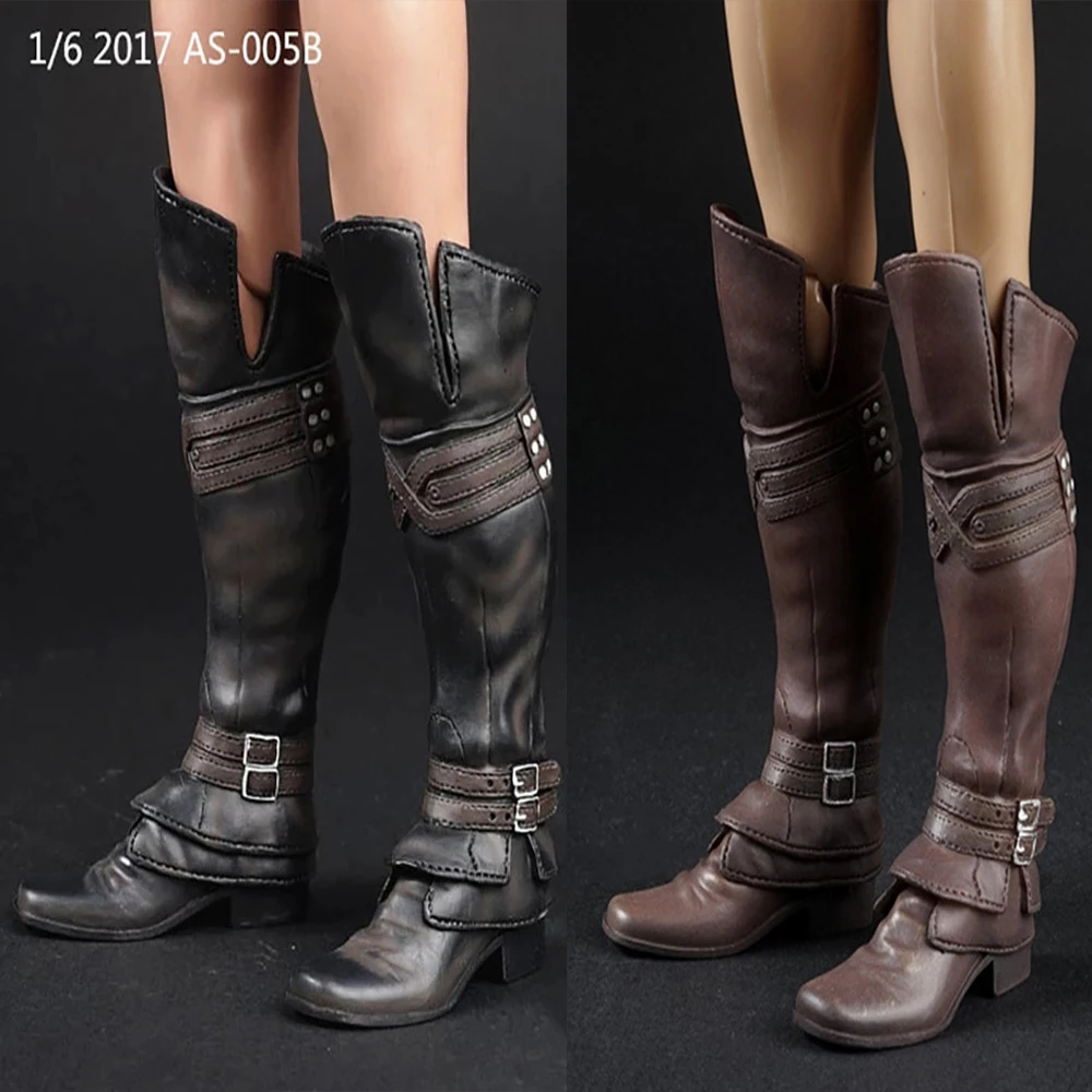 1/6 Scale Male Assassin Creed Brown Leather Long Boots Shoes Model Fit ...