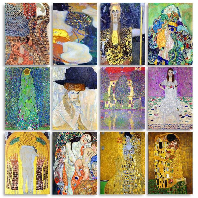Artist-Gustav-Klimt-Classic-Collection-The-Kiss-Abstract-Oil-Painting ...