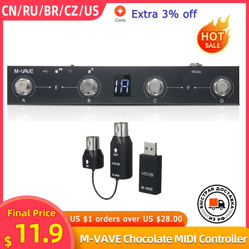 M-VAVE-Chocolate-BT-Wireless-MIDI-Controller-Rechargeable-4-Buttons ...