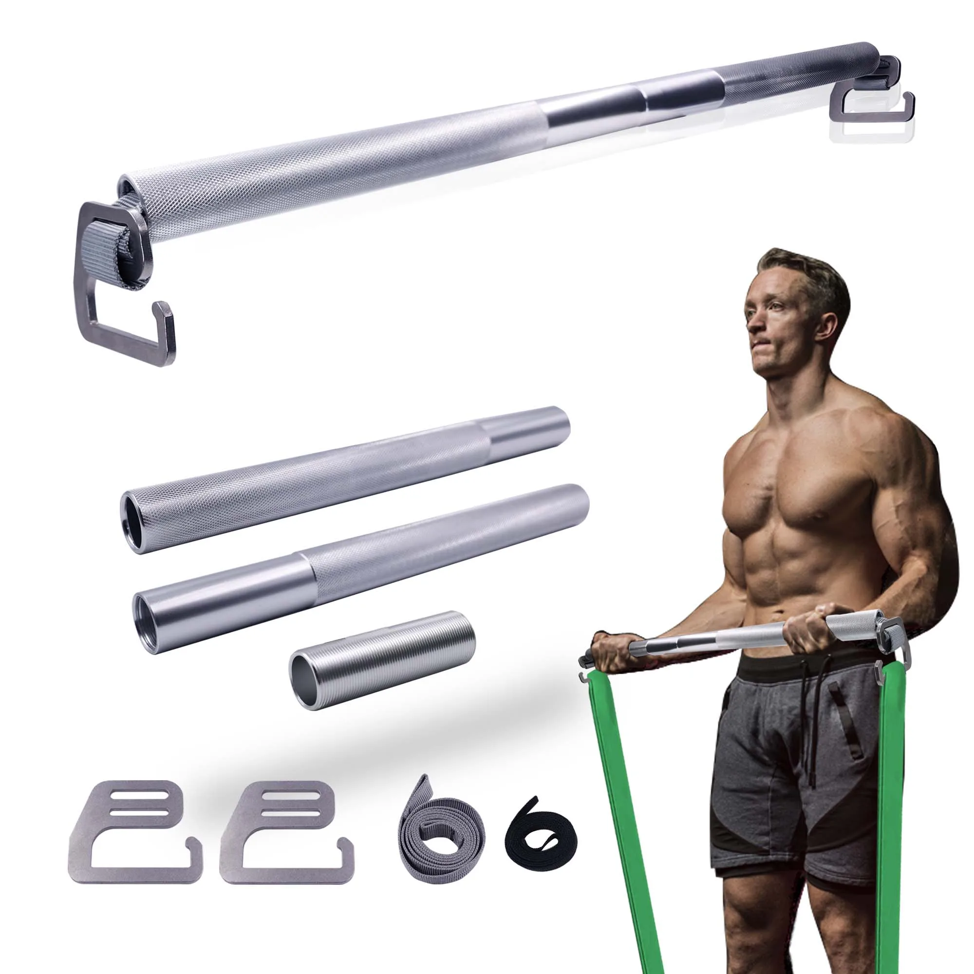 74cm-Resistance-Band-Exercise-Bar-Aluminum-alloy-metal-bar-Heavy-duty ...