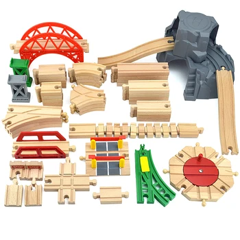 Wooden Track Accessories Beech Wood Railway Train Rail Bridge Pier ...