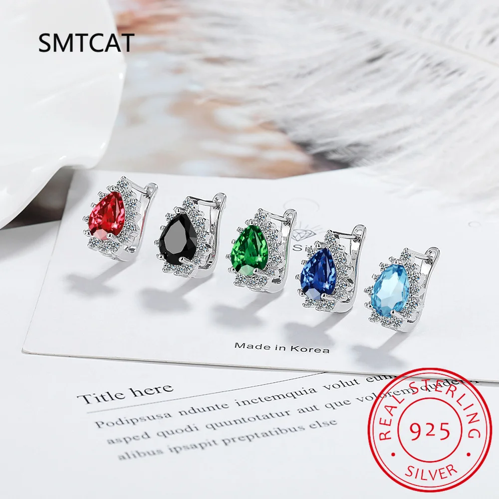 Pear Natural Garnet Blue Topaz Sapphire Ruby Emerald 925 Sterling ...