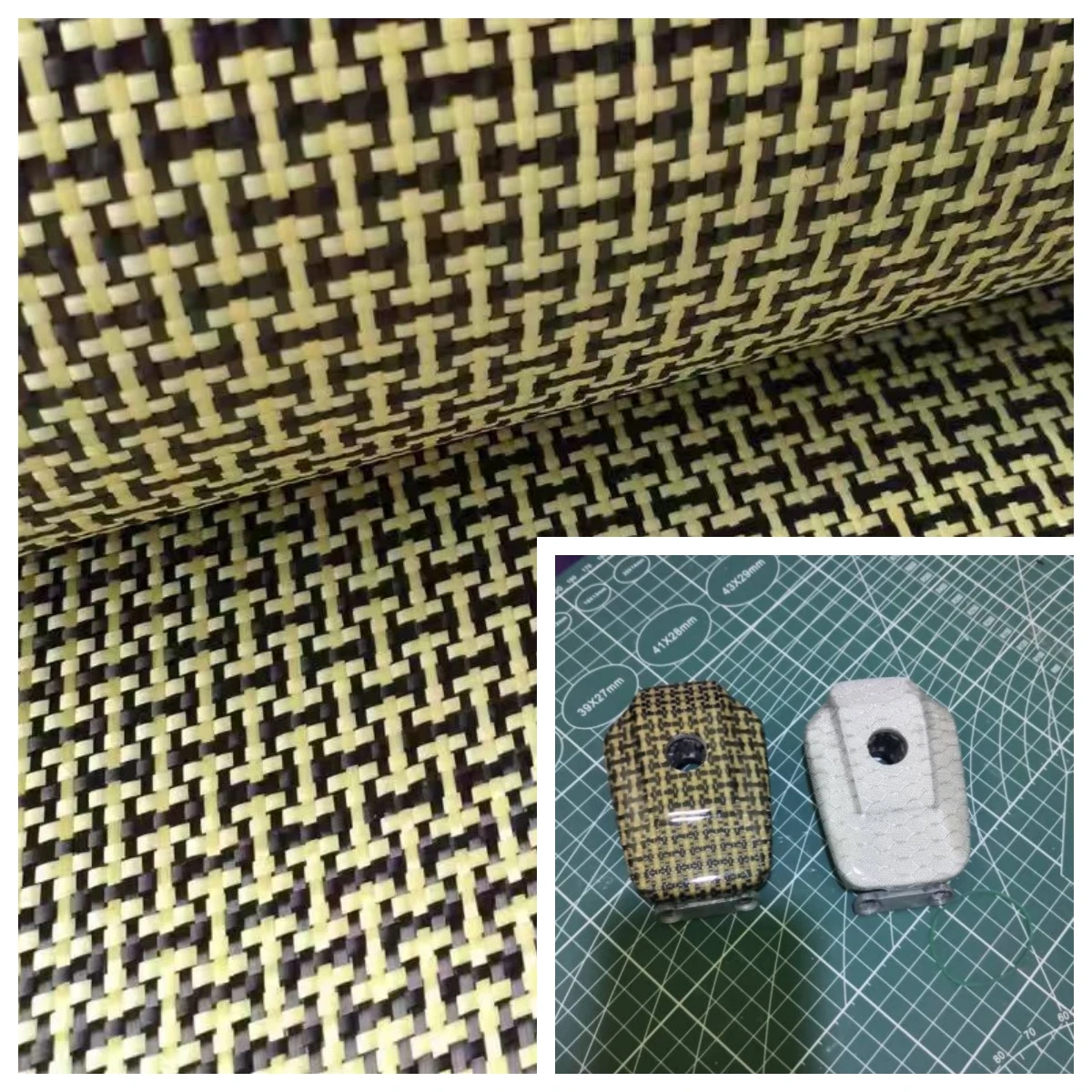 1100D /3K 200gsm Yellow Kevar & Carbon fibermixed Fabric Piain Hybrid ...