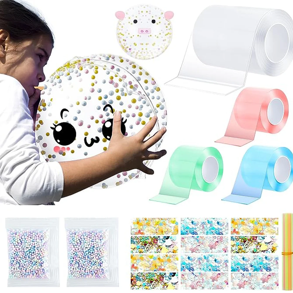 Color-Nano-Tape-Bubble-Kit-Double-Sided-Blowing-Tape-Toy-Kit-with ...