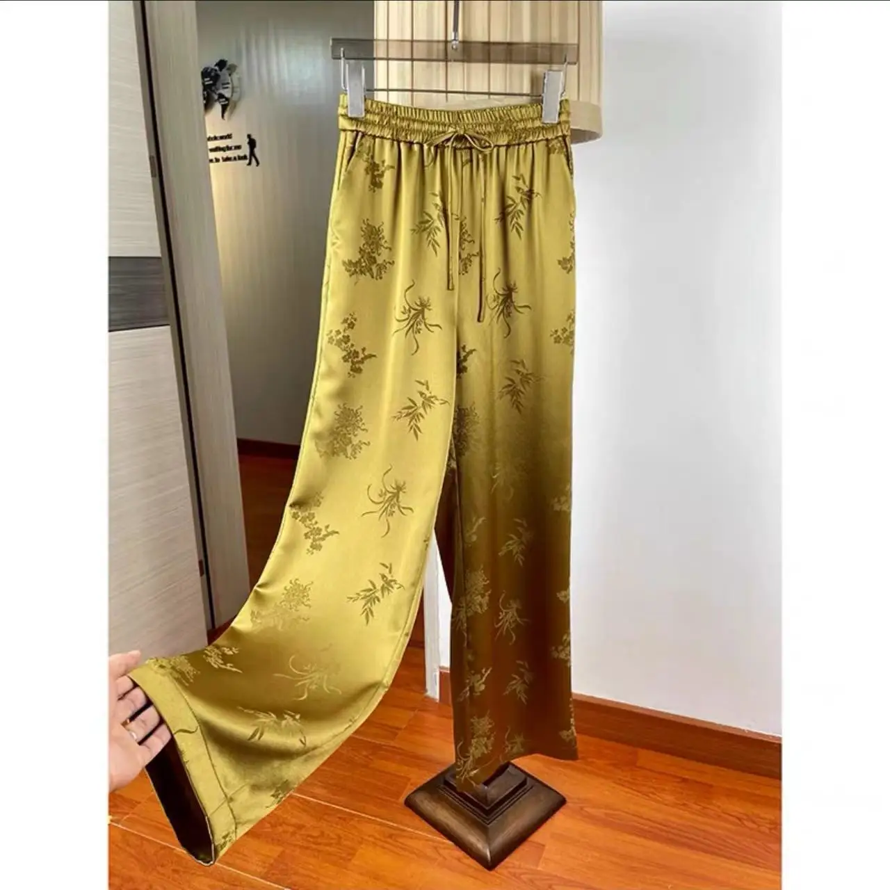 Chinese Style Wide Leg Pants Summer Fashion Lacing Drawstring High ...
