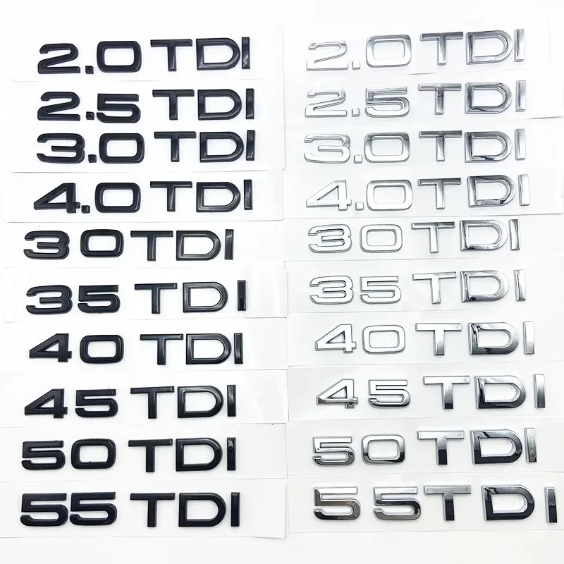 3D ABS Car Rear Trunk Sticker 2.0 2.5 2.7 3.0 4.0 TDI 30 35 40 45 50 55 ...