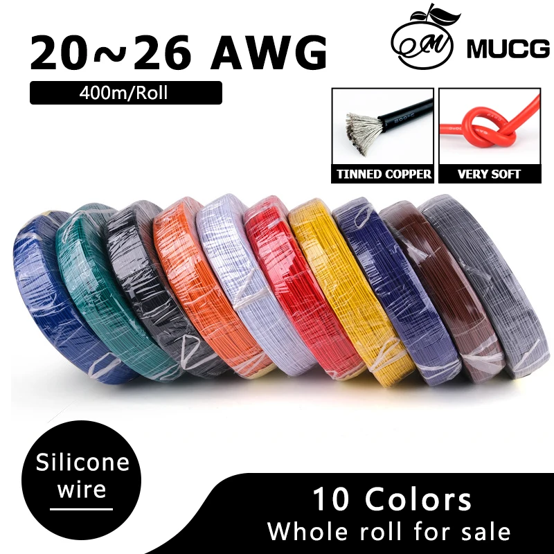400m/roll 10Colors Silicone wire Heat-resistant Silicone cable ...