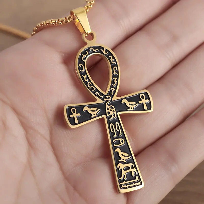 Ancient-Egypt-Ankh-Cross-Scripture-Animal-Totem-Pendant-Necklace ...