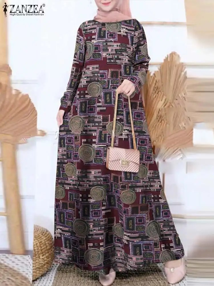 Autumn-Bohemian-Vintage-Muslim-Dresses-Fashion-Printed-Abayas-For-Women ...