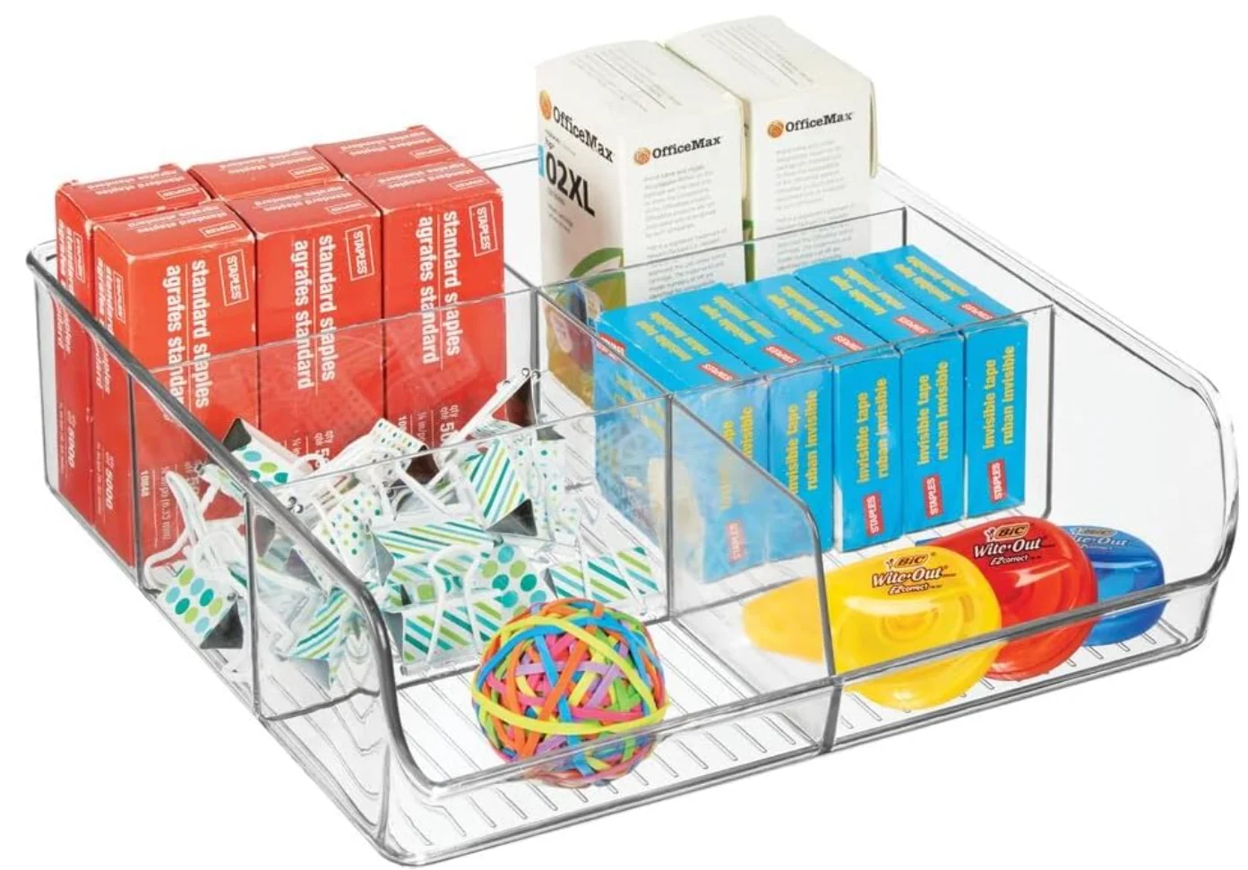 Plastic Home Office Wide Bin Organizer with 6 Compartments for Cabinets ...