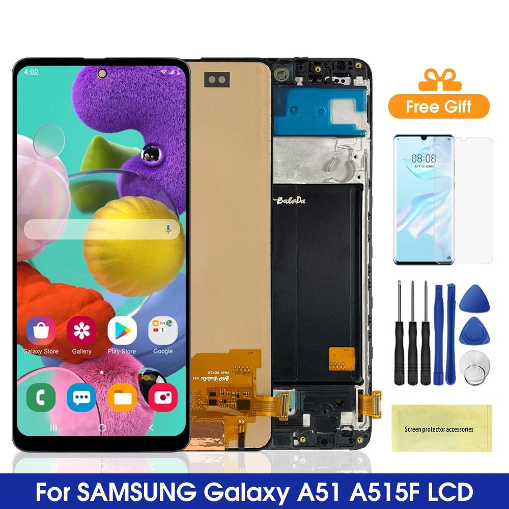 Super AMOLED A51 Display With Fingerprint, for Samsung Galaxy A51 A515 A515F Lcd Display Touch ...