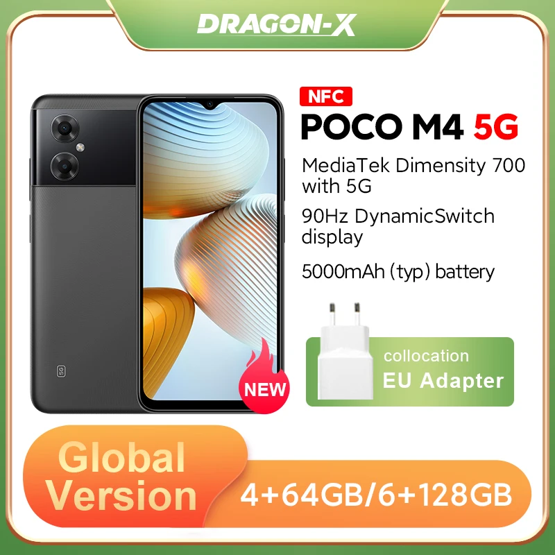 Novo POCO M4 5G Versão Global Smartphone 64GB / 128GB Dimensity 700 ...