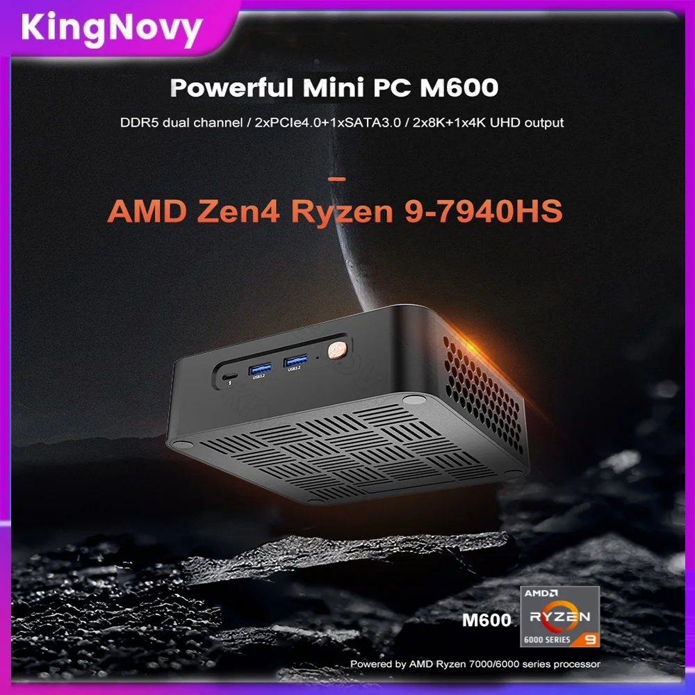 Morefine New AMD Mini Gamer PC M600 Ryzen 9 7940HS Mini Desktop 2xDDR5 2xPCIe4.0 2x2.5G LAN ...