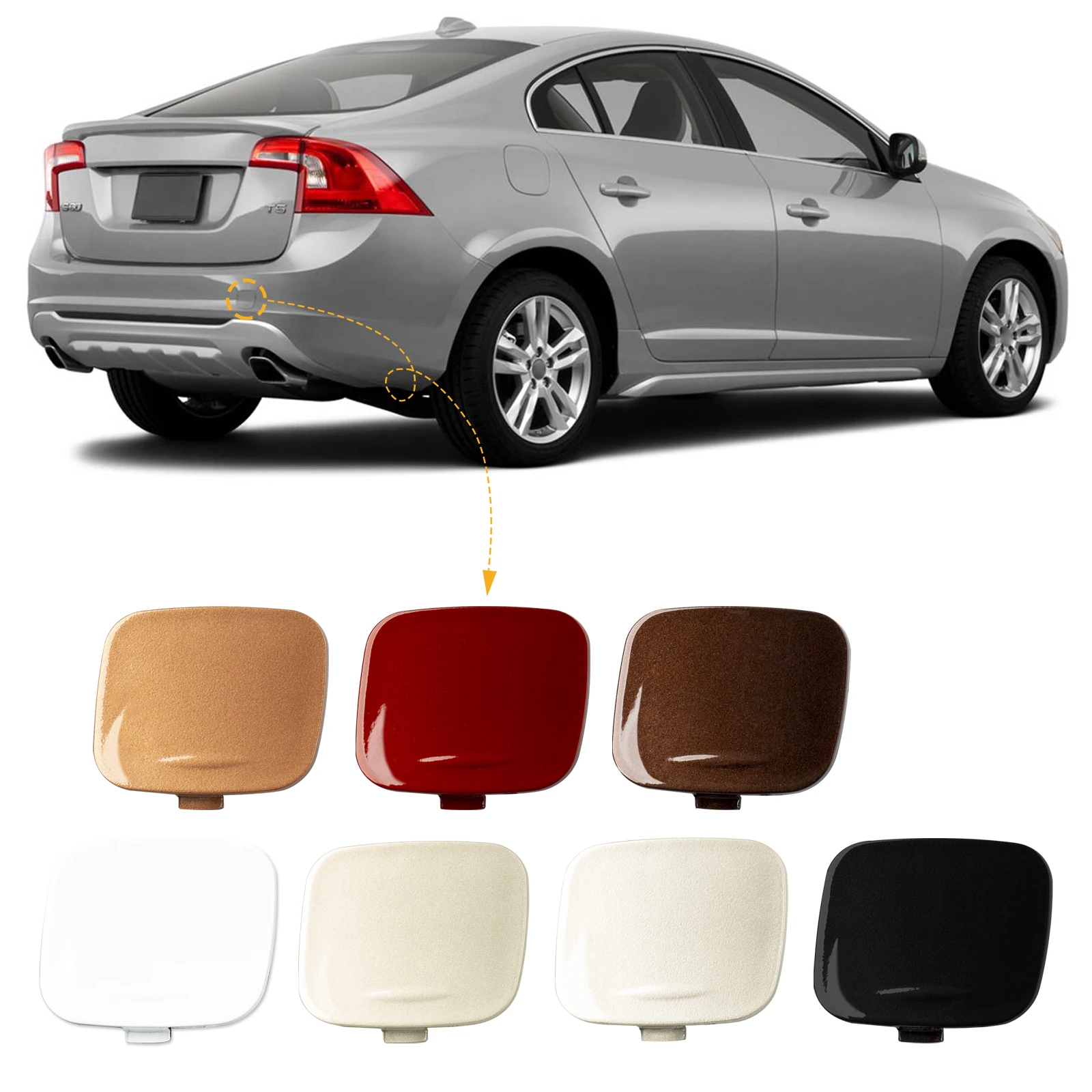 Rear-Bumper-Tow-Hook-Cap-Towing-Eye-Cover-For-VOLVO-S60-2011-2018 ...