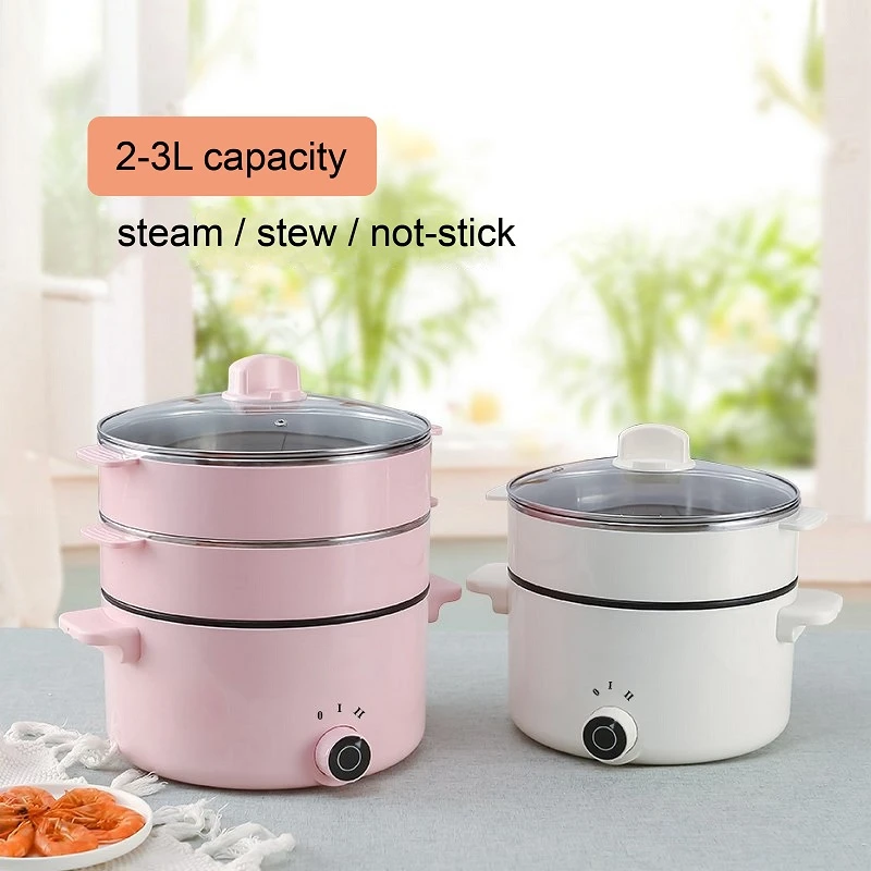 Electric Cooker Skillet Hot Pot Heating Pan Cook Fry Stew Steam for 2-4 ...