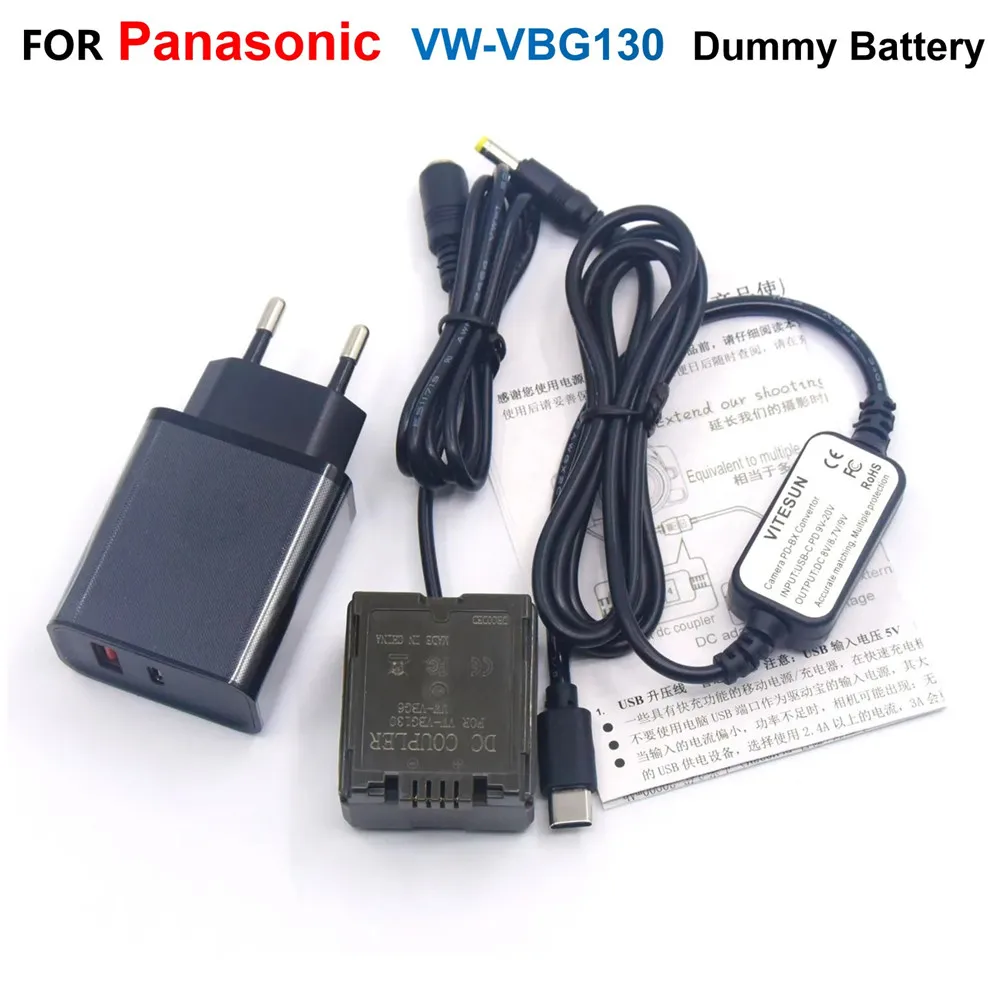 VW-VBG130-VBG6-Dummy-Battery-PD-Power-Adapter-USB-C-Cable-For-Panasonic ...
