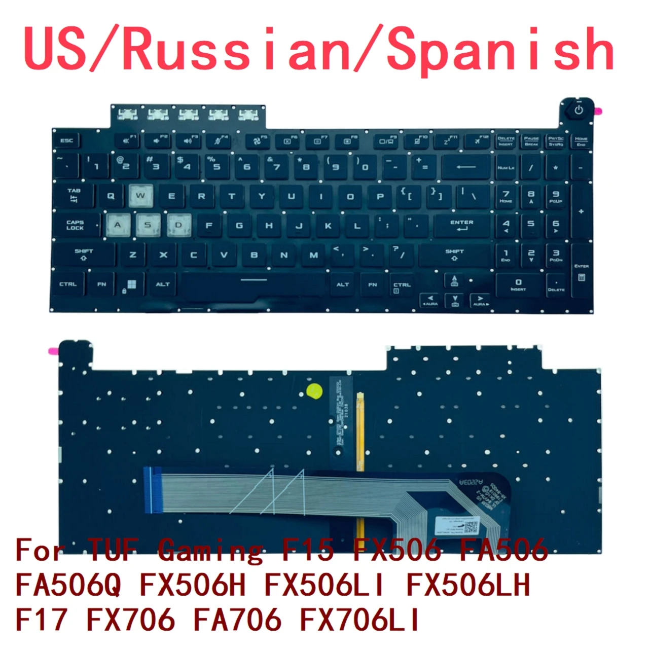 New-US-Russian-Spanish-RGB-Keyboard-For-ASUS-TUF-Gaming-F15-FX506-FA506 ...