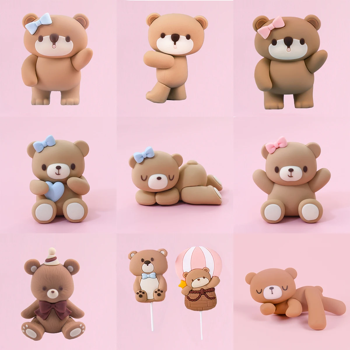 Pink-Blue-Bear-Cake-Topper-Bear-Doll-Ornaments-Insert-Birthday-Cake ...