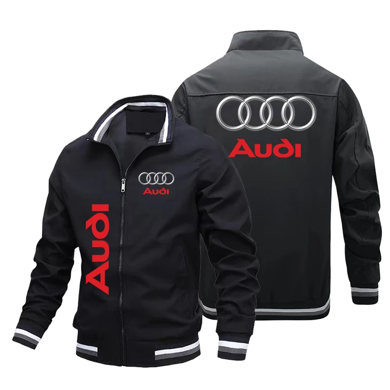 Autumn Men Audi Logo Print Jacket Casual Windbreaker Audi A6 A8 Q5 Q7 ...
