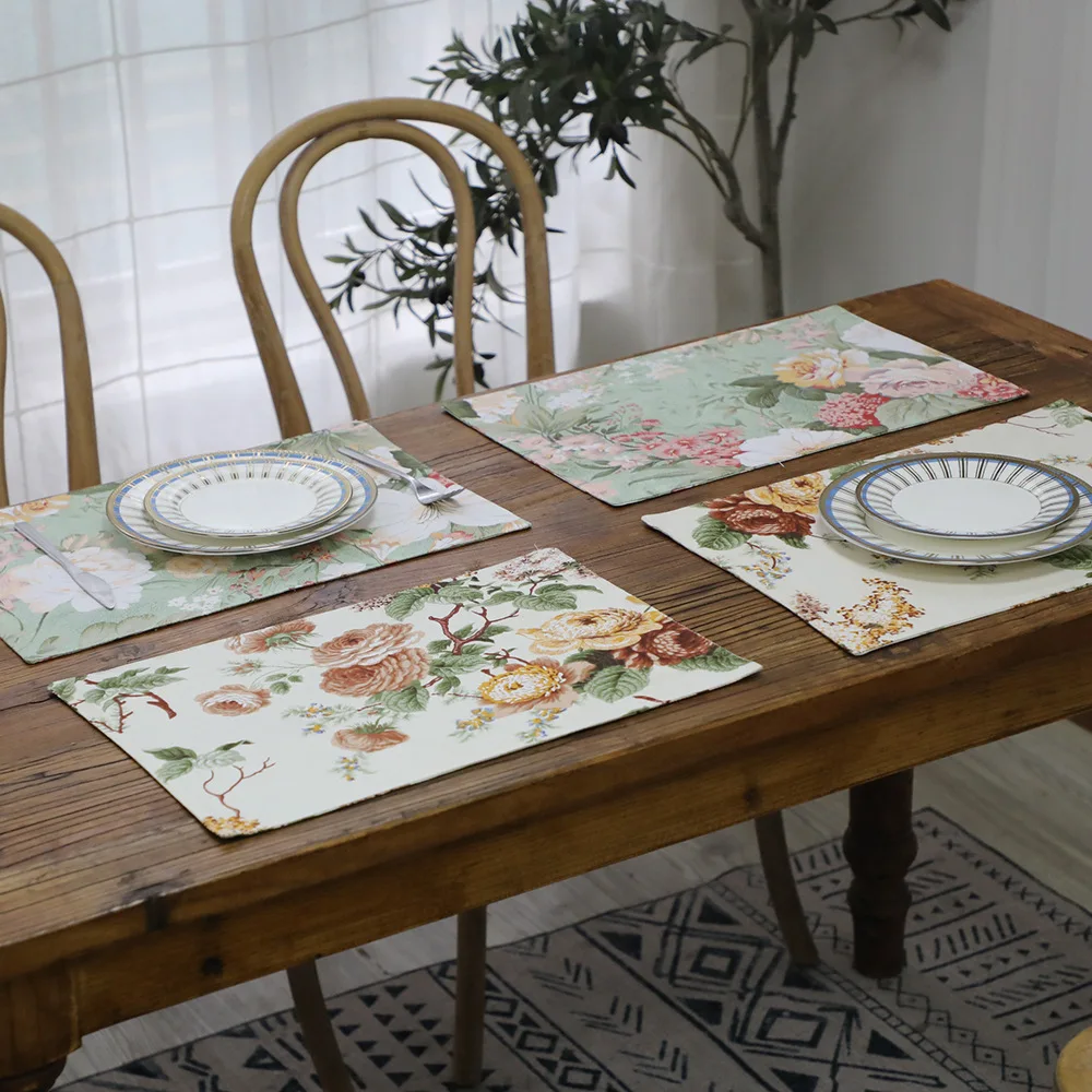 Printed-Table-Mat-Fabric-Cotton-And-Linen-Insulated-Table-Mats-Gourmet ...
