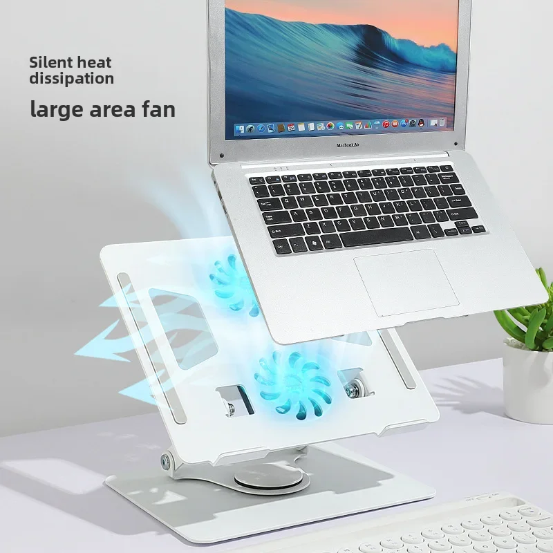 360-Rotatable-Metal-Laptop-Stand-Heat-Dissipation-Fan-Desktop-Computer ...